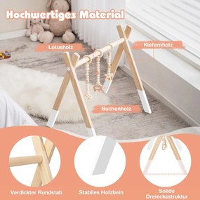 Costway Baby Play Arch Dřevěná hrací hrazda Skládací dětská tělocvična