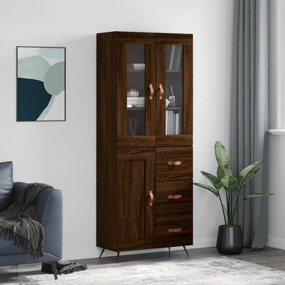 Skříň highboard hnědý dub 69,5 x 34 x 180 cm kompozitní dřevo - Default Title