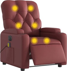 Elektrické masážní polohovací křeslo vínové umělá kůže 3204769
