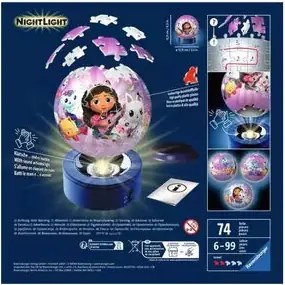 Ravensburger 3D Puzzle-Ball Gabby’s Dollhouse (Noční edice) / 72 dílků
