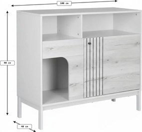 Komoda FROST 100x90 cm bílá, dekor dub alpský