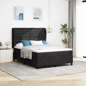 Postel s boxspringem s matrací s čelo Černý 200 x 140 cm samet 3340876