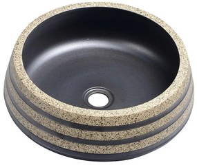 Sapho, PRIORI keramické umyvadlo, průměr 41cm, 15cm, černá/kámen, PI021