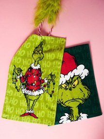 Sinsay - Sada bavlněných dětských ručníků na ruce s vánočním motivem 2 pack Grinch - zelená