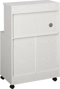 HOMCOM Mikrovlnná část kuchyňské skříňky se 2 dvířky a nastavitelnou policí na kolečkách, nosnost 70 kg, 60.4x40.3x97 cm, Bílá