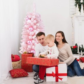Costway 90 cm Mini umělý vánoční stromek se sněhem a cementovým základem Vánoční