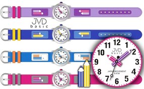Dětské modré čitelné hodinky JVD basic J7109.2 s barevnými pastelkami