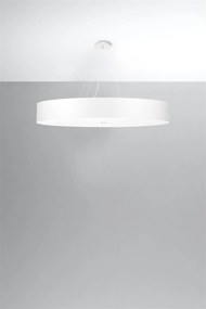 Závěsné svítidlo Skála, 1x bílé textilní stínítko, (bílé sklo), (fi 100 cm)