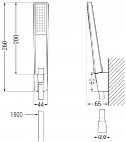 Mexen Erica R72 vanová baterie se sprchovou sadou, Černá - 74643R72-70