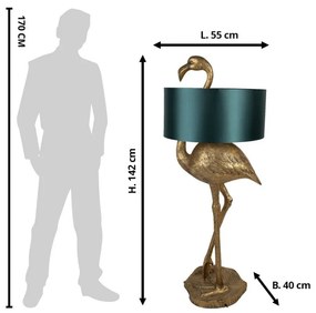 Zlatá stojací lampa Flamingo se zeleným stínidlem - 55*40*142 cm E27/max 1*60W