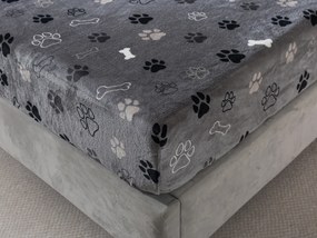XPOSE® Mikroplyšové prostěradlo TLAPIČKY Exclusive - šedé 90x200 cm