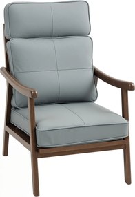 HOMCOM Křeslo do obývacího pokoje - Lounge křeslo s PU čalouněním a dřevěným rámem, silně polstrované polštáře, vysoká opěrka hlavy, nosnost 150 kg -
