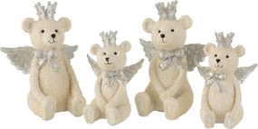 2ks béžová kasička medvěd se stříbrnými křídly Bear Crown - 23*14*18 cm