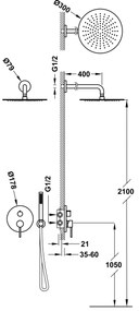 TRES Study Exclusive Podomítkový jednopákový sprchový set Rapid-Box, černá metalická 26228004KM