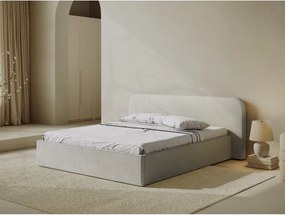 Světle šedá čalouněná dvoulůžková postel s úložným prostorem s roštem 180x200 cm Elizabeth – Micadoni