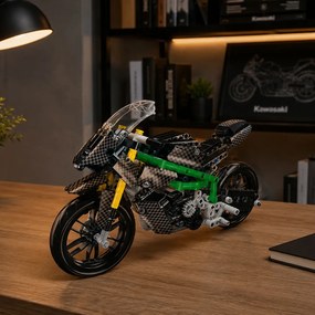 LEAN Toys Stavebnicové kostky – sportovní závodní motocykl, černý, 656 dílů