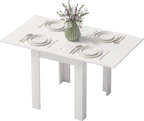 HOMCOM rozkládací jídelní stůl pro 4-6 osob z dřeva a oceli, 140x80x77,5 cm, bílé dřevěné provedení