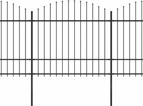 Zahradní plot s kopím nahoře ocelový 1339 x 175 cm černý 277746