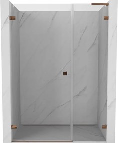 Mexen Lunar-B, L výklopné levé sprchové dveře 140 cm, 8mm čiré sklo, růžové zlato profil, 832SL-140-050-60-00-L