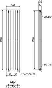 Mexen Dallas, topné těleso 1600 x 360 mm, 1039 W, bílá, W214-1600-360-00-20
