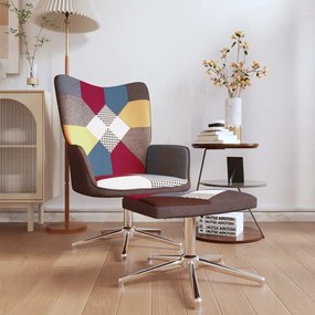 vidaXL Marketos Relaxační křeslo se stoličkou patchwork textil