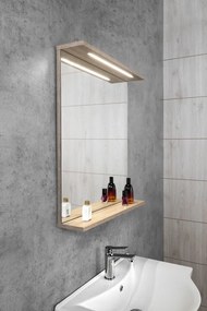 Aqualine Korin Strip zrcadlo s led osvětlením 60 x 70 x 12 cm dub platin hnědá KO990S