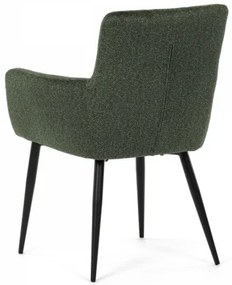 Jídelní židle křeslo zelená látka nohy černý kov DCH-P3146 GRN2