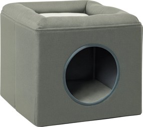 PawHut kočičí jeskyně s dvěma úrovněmi, kočičí pelíšek s polštářem, psí dům pro kočky do 5 kg, 36,5 x 36,5 x 33 cm, zelená | Aosom