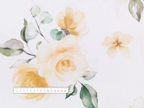 Biante Dekorační povlak na polštář TF-043 Žluté růže na bílém 50 x 60 cm