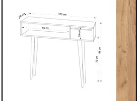 Designová konzole Phailin 100 cm vzor dub