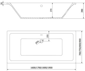 Mexen Cube obdélníková vana 170 x 80 cm s pláštěm 1-křídlovou zástěnou 50 cm, Průhledné, Černá - 550517080X9505000070