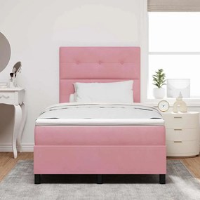 Postel s boxspringem s čelo Růžová 120 x 200 cm samet 3339829