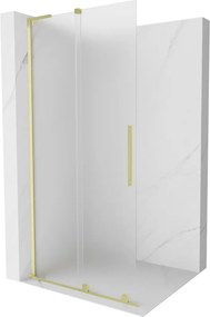 Mexen Velar L, posuvná sprchová zástěna Walk-in 100 x 200 cm, 8mm sklo námraza, zlatá matná, 871-100-003-33-55