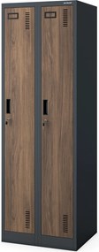 Dvoukomorová zaměstnanecká skříňka antracitová, ořech, 600x1800x500 mm: KACPER II Eco Design