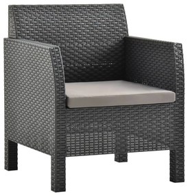 Zahradní židle s polštářem antracitová 63 x 65 x 76 cm PP ratan 315639
