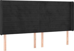 Čelo postele s LED černé 203 x 16 x 118/128 cm samet 3124256