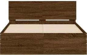 Rám postele s čelem a LED osvětlením hnědý dub 140 x 190 cm 3207629