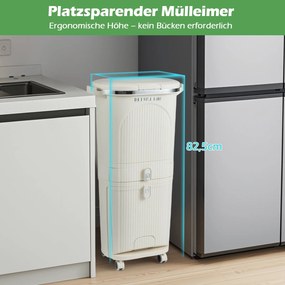 Costway 42 L kuchyňský odpadkový koš s víkem a 3 přihrádkami