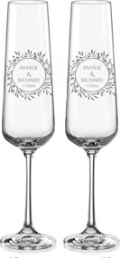 Svatební skleničky na sekt Náš příběh s krystaly 2 ks