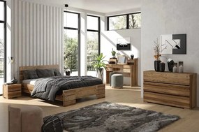 Dubová postel Sandemo - zvýšená - retro olej  , Dub retro, 200x200 cm