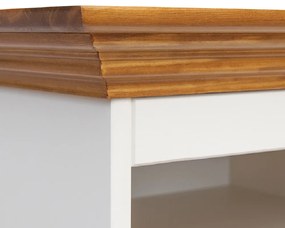 Massive home | Belluno Elegante malý bílý televizní stolek z masivu s dubovou deskou