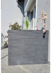 Květináč ELEMENTO, sklolaminát, šířka 88 cm, šedá řádky