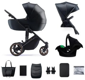 KINDERKRAFT SELECT - Kombinovaný kočárek 3v1 PRIME 2 Premium Venezian black
