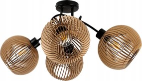 LED LOFT lampa, spiral, dřevěná, 4xe27, do pokoje, dekorativní dřevěný lustr