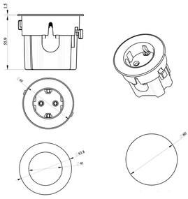 Vestavná zásuvka VersaDOT 06030E00007 1x230V nerez/bílá/černá
