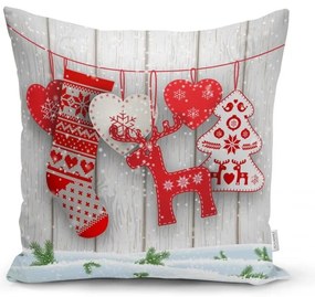 Sada 4 vánočních povlaků na polštář a běhounu na stůl Minimalist Cushion Covers Snowflakes