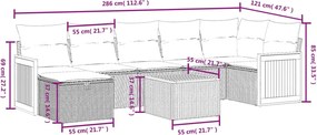 8dílná zahradní sedací souprava s poduškami černá polyratan 3265753