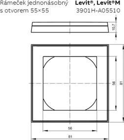 ABB Levit M rámeček 55x55 onyx/kouřová černá 3901H-A05510 63
