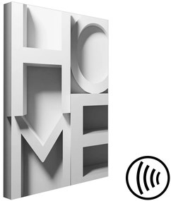 Obraz 3D dům - trojrozměrný nápis Home v bílé, šedé a černé barvě