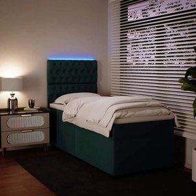 Box spring postel s matrací tmavě zelená 90x190 cm samet 3293095